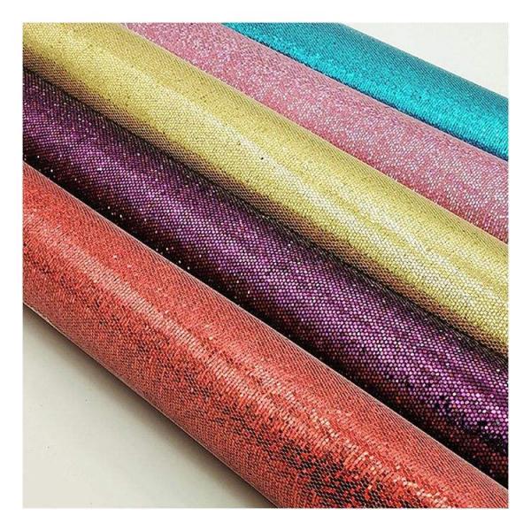 Quality Wholesale Mesh Glitter Fabric Synthetic Artificial Faux Leather Shoes Phone for sale