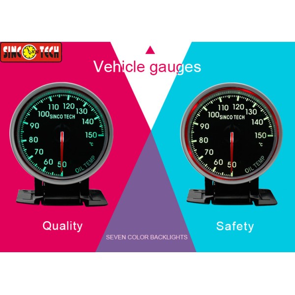 Quality Rally Car Oil Temp Gauge ABS / Aluminum Material 50 - 150 ℃ With Frame for sale