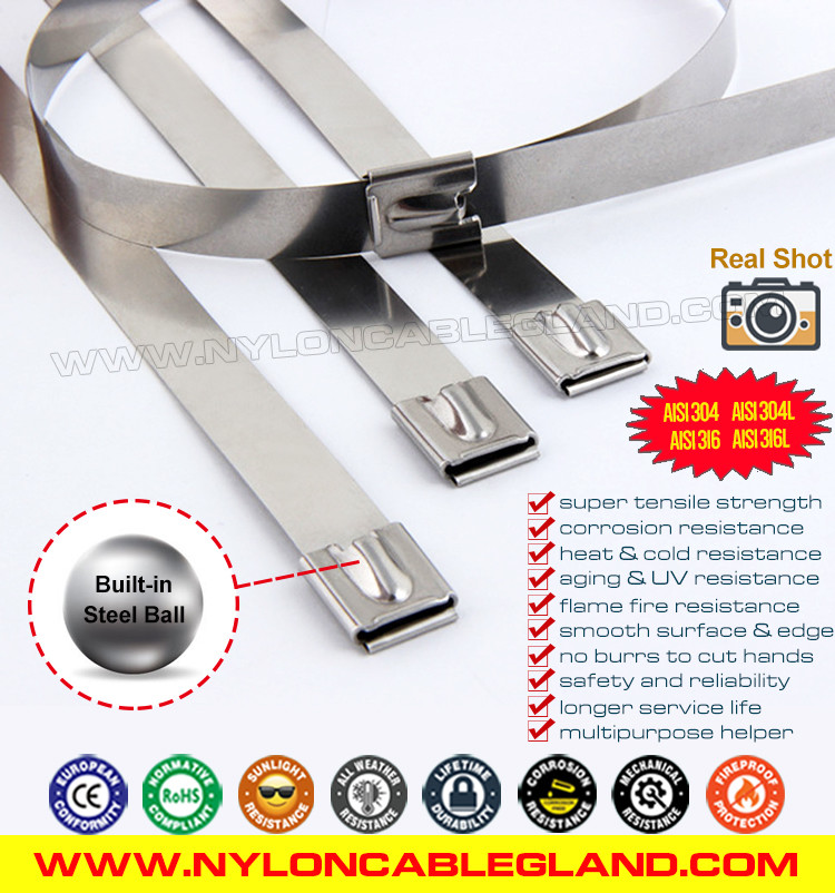 316, 304 Steel Cable Tie Wrap, 490lbs Metal Zip Tie Strap, Versatile Ball-Lock Wire Tie 100-1000mm x 7.9mm for Vehicles