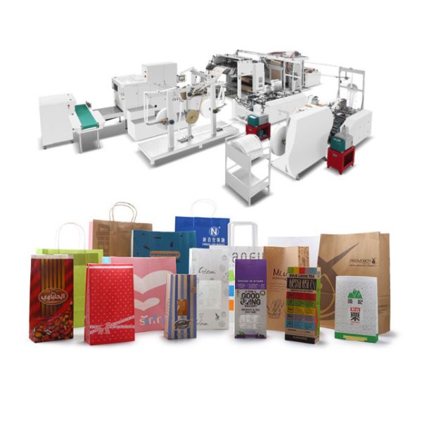 Quality Multifunctional Square Bottom Paper Bag Making Machine With Handle Flat Rope for sale