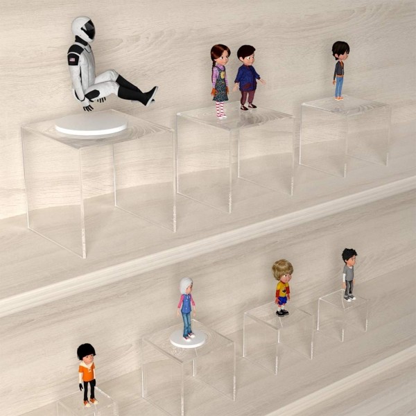 Quality 2 Inch 12 Inch Square Acrylic Riser Displays Nesting Clear Display Stand for sale