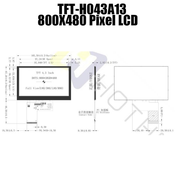 Quality 4.3" TFT LCD Display Module With LVDS Interface for sale