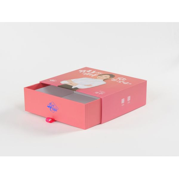 Quality Pink Paper Drawer Boxes With Silk Belt Whole Printed Single Layer for sale