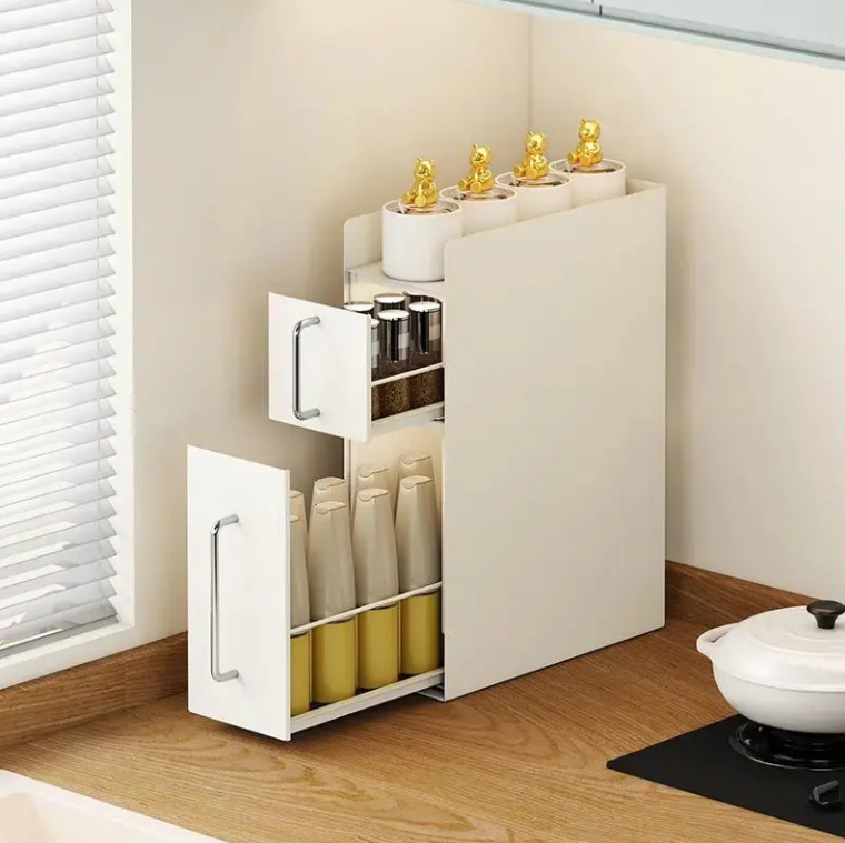 Quality Stainless Steel Dustproof Countertop Storage Rack with 2 Layers Vertical Storage for sale