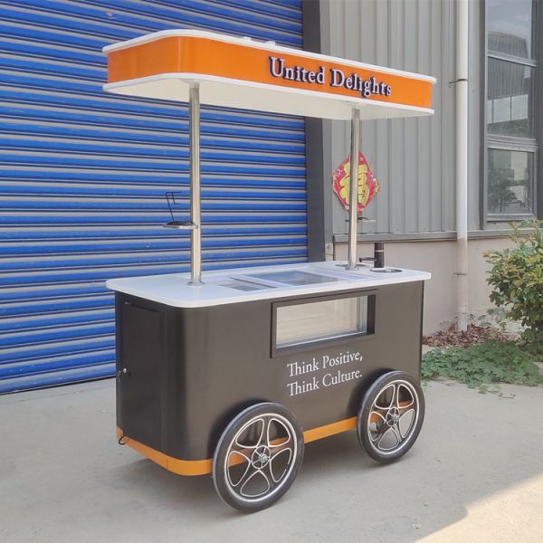 Quality Gelato Ice Cream Push Cart /freezer vending machine /display freezer for sale