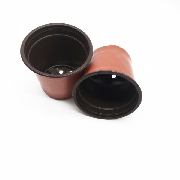 Quality Black Orange 17cm Plastic Plant Pots Tear Resistant Sturdy Polypropylene for sale