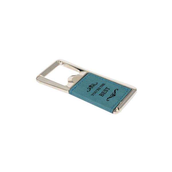 Quality Rectangle PU Leather Keychain Bottle Opener Laser Engraved Hot Stamping for sale