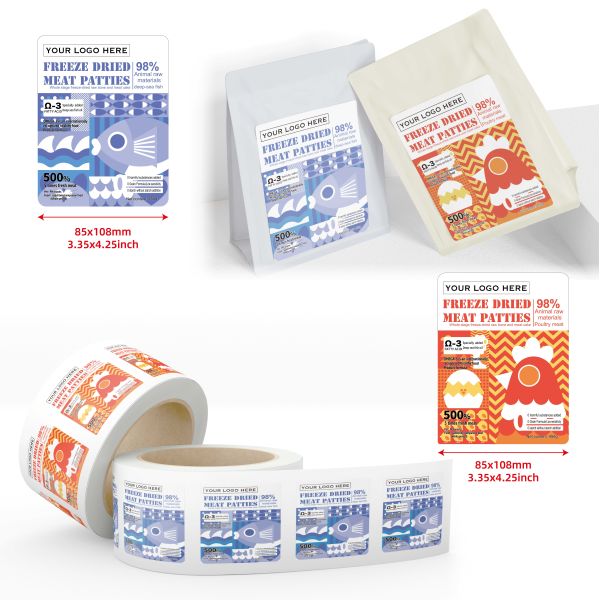 Quality Manufacturer's Supply Custom Printed Durable Label Freeze Dried Meat Patties Label Design for Ingredient List Labels for sale