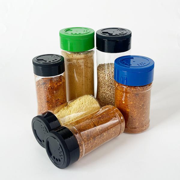 Quality Transparent PET Plastic Kitchen Powder Spice Seasoning Shaker Container Jar for sale