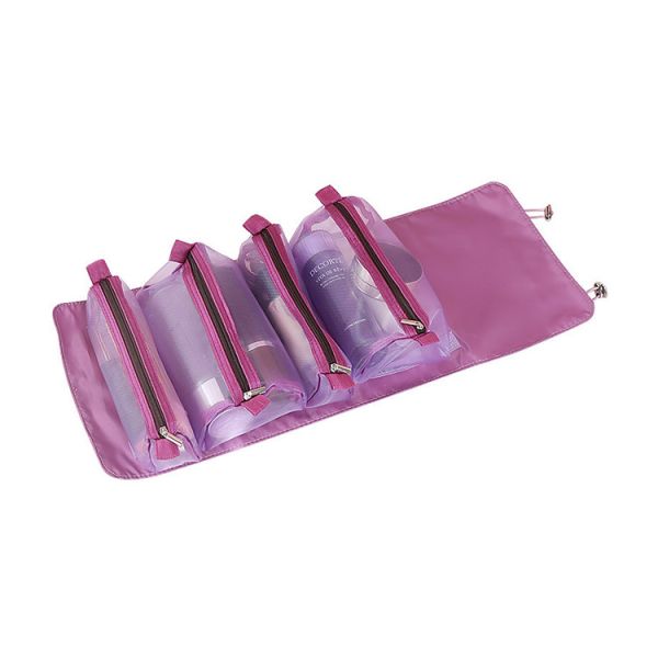 Quality Four In One Mesh Folding Makeup Wash Bag Travel Portable Makeup Brush Storage for sale