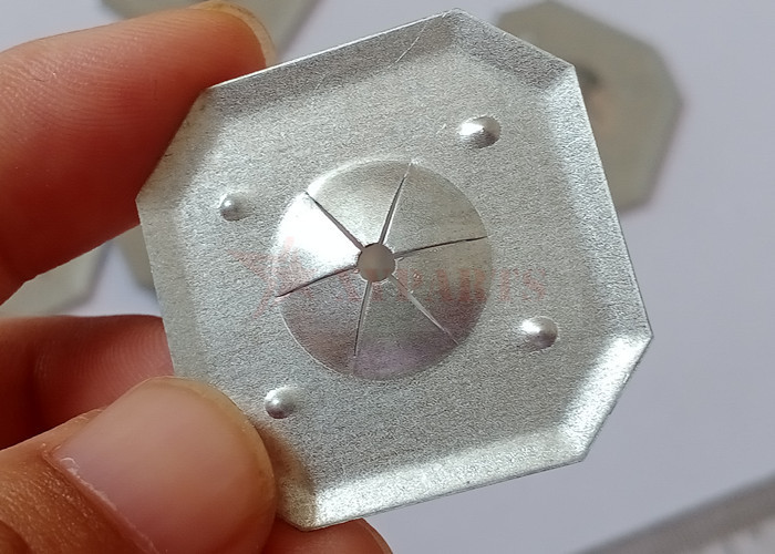 Square beveled edge galvanized steel self-locking washer, 32mm diameter