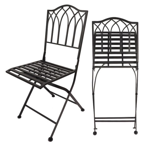 Quality Outdoor Bistro Garden Cafe High Back White Wrought Iron Metal Folding Chair for Wedding Event for sale