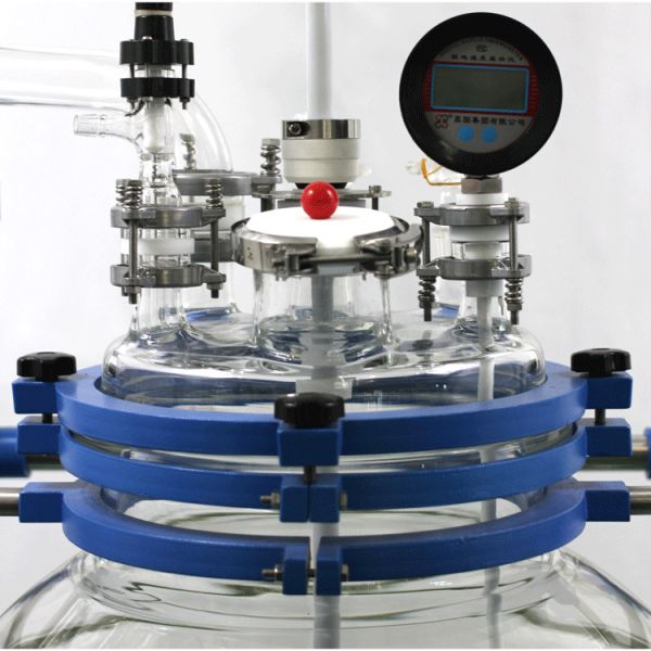 Quality Motor Driven Jacketed Glass Reactor Vessel Double Layer Electric Agitator for sale