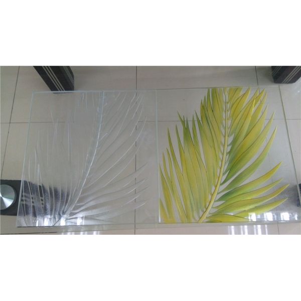 Quality Clear Colored Tempered Art Glass Deep Carving Customized Size For Door for sale