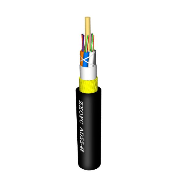 Quality 24 48 Core ADSS Single Mode Fiber Optical Cable With Span 50-400 meters G652D for sale