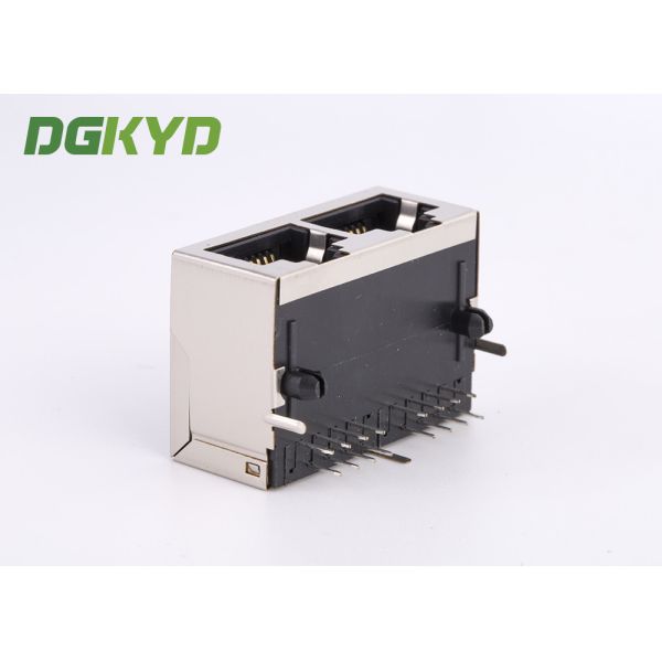 Quality PCB mount 10 / 100 BASE 2 Port RJ45 Network Connector with Lan Transformer for sale