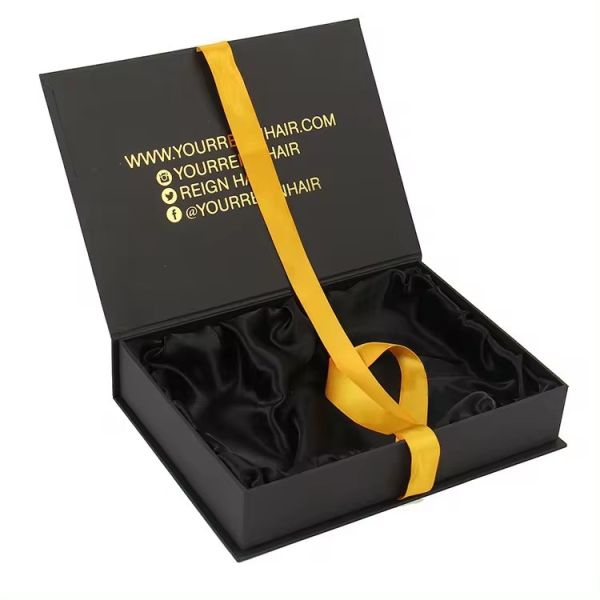 Quality Matte Black Hair Extension Packaging Box Customizable Hair Bundle Box Packaging for sale