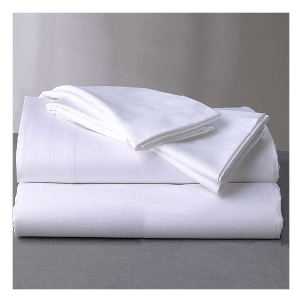 Quality Custom Size Breathable Hotel Bedding Set White Cotton Bed Sheet for sale