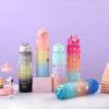 Quality Lightweight 550/750/1000ML Gradient Color Plastic Motivational Water Bottle Set for sale