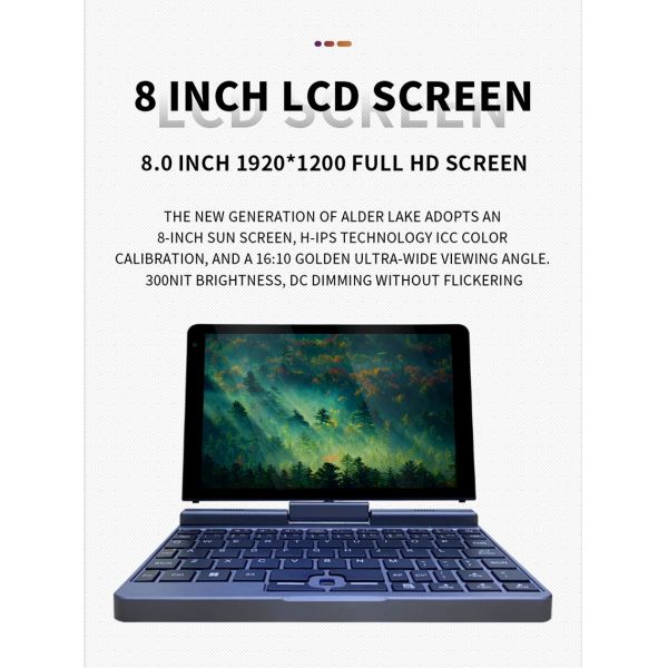 Quality Intel UHD Graphics 600 Small Notebook Computers With 8 Inch IPS Touch Screen for sale