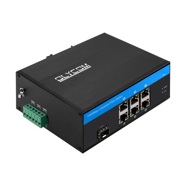 Quality DC24V Industrial Network Switch Gigabit 6 Port Ethernet SFP Fiber Unmanaged DIN for sale