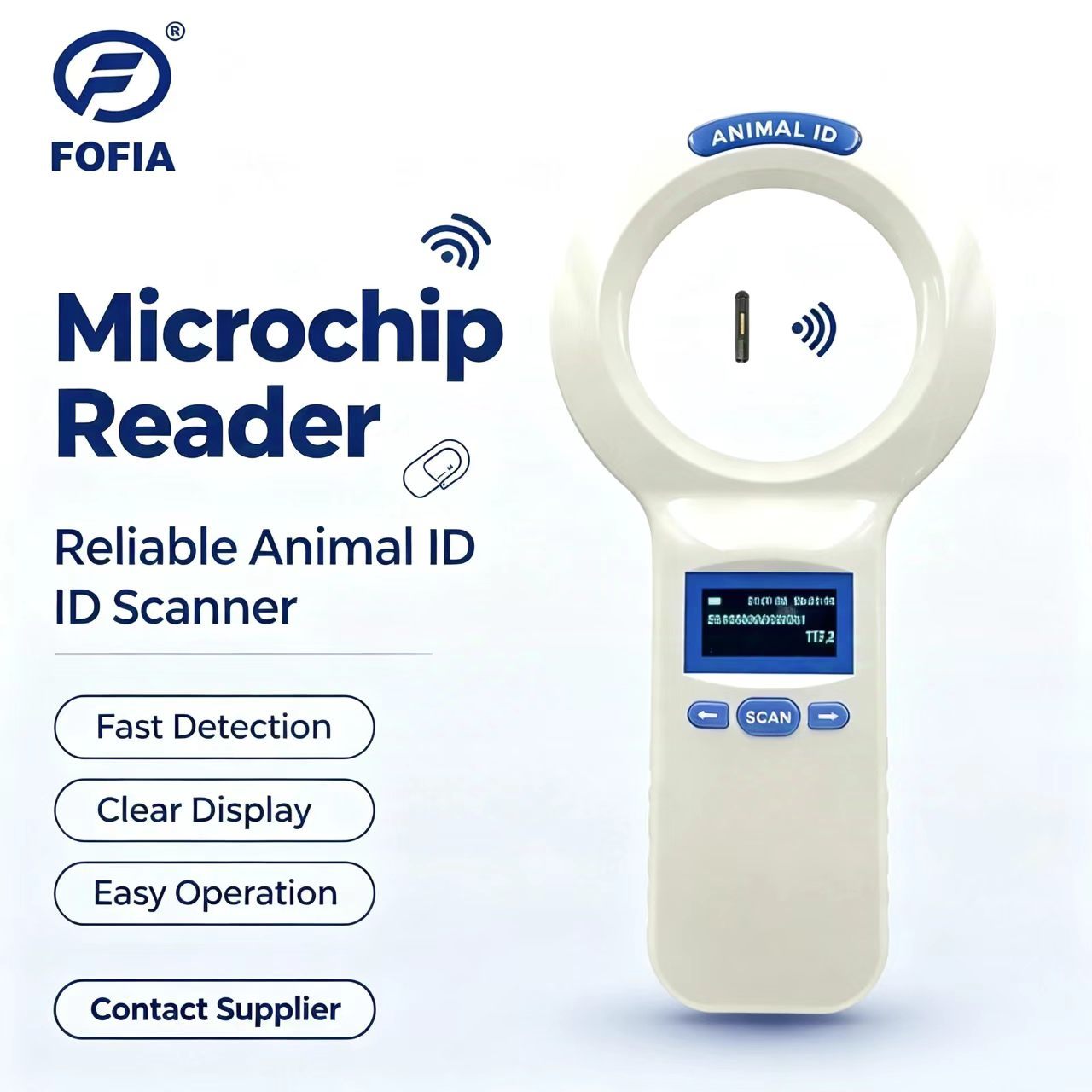 Quality Waterproof White FOFIA PT200 RFID Handheld Reader 128x64 OLED Screen 134.2kHz for sale