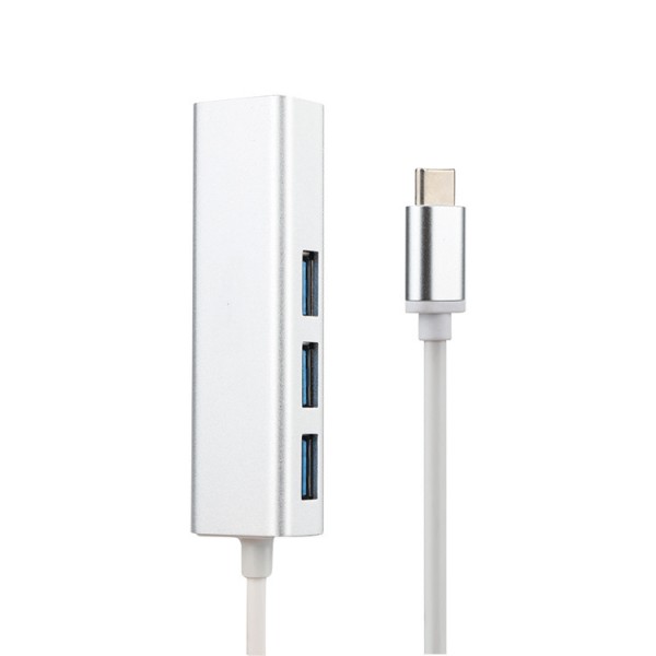Quality Aluminium Case 3 Ports RJ45 Ethernet USB Type C Hub for sale