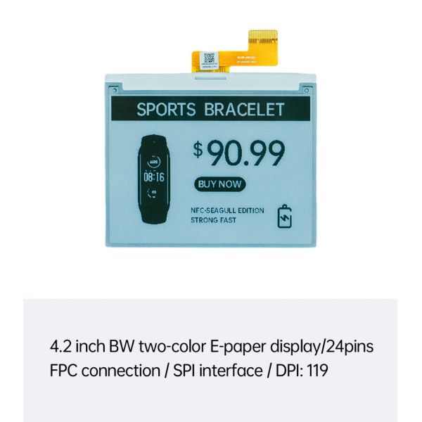 Quality 4.2 Inch Black and White E Ink Display with SPI Interface for Smart ESL and Smart Cards for sale
