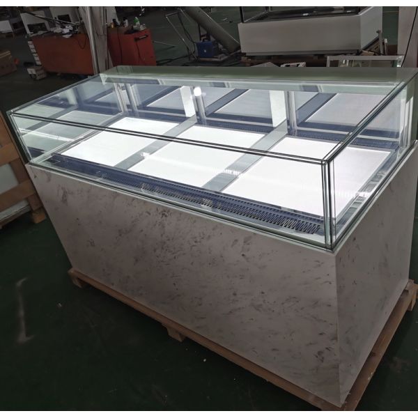 Quality Marble Base 2-8 Degree Chocolate Display Refrigerator Two Layers Drawer Type for sale