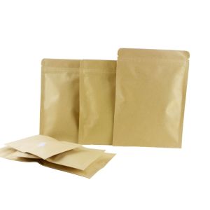 Quality Aluminum Foil Lined Heat Sealable Kraft Paper Flat Zipper Pouch for Coffee Bean for sale