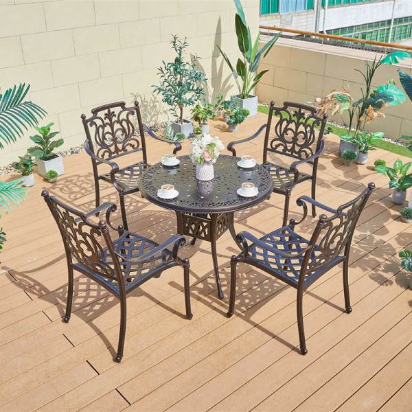 Quality Cast Aluminum Table and Chairs Outdoor Patio Dining Set Garden Furniture Comfortable for sale