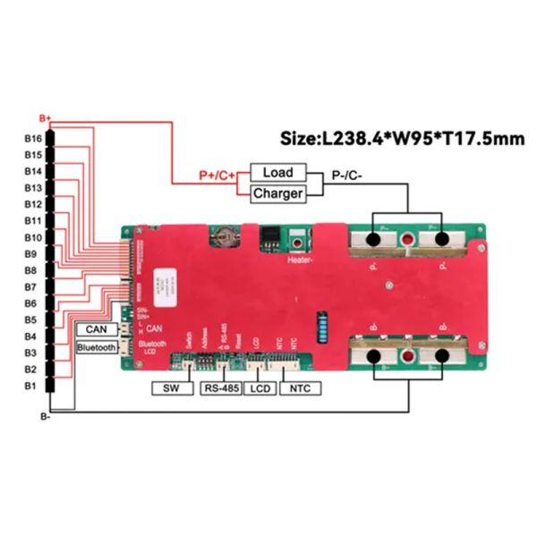 Quality BMS LiFePO4 6s 8s 16s 24V 48V 100A 200A Smart BMS Battery Management System for Lithium Ion Battery Pack for sale