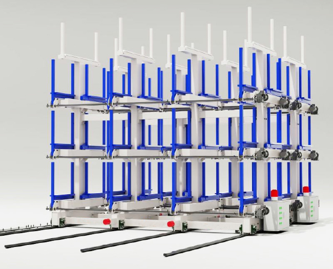 Electric Mobile Telescopic Cantilever Racking Automatic Loading and Unloading Systems For Long Products Warehouse Storage Racking