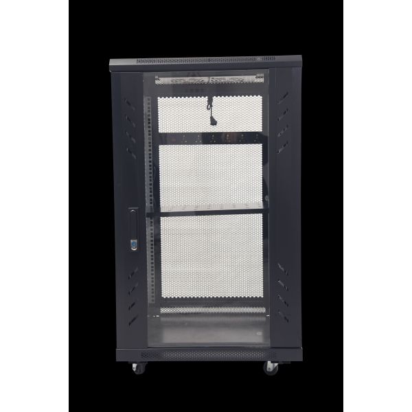 Quality 18U Server Rack Floor Standing Network Cabinet with Toughened Glass Door or Mesh for sale