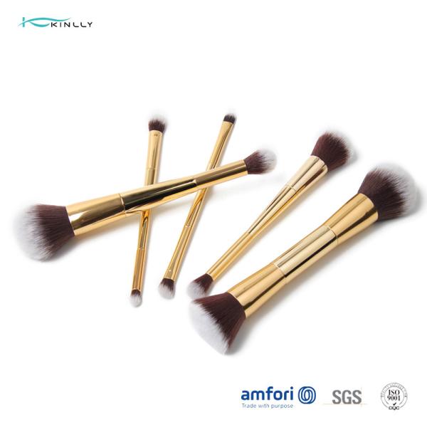 Quality 5pcs Gold Double Side ISO9001 Makeup Brush Gift Set for sale