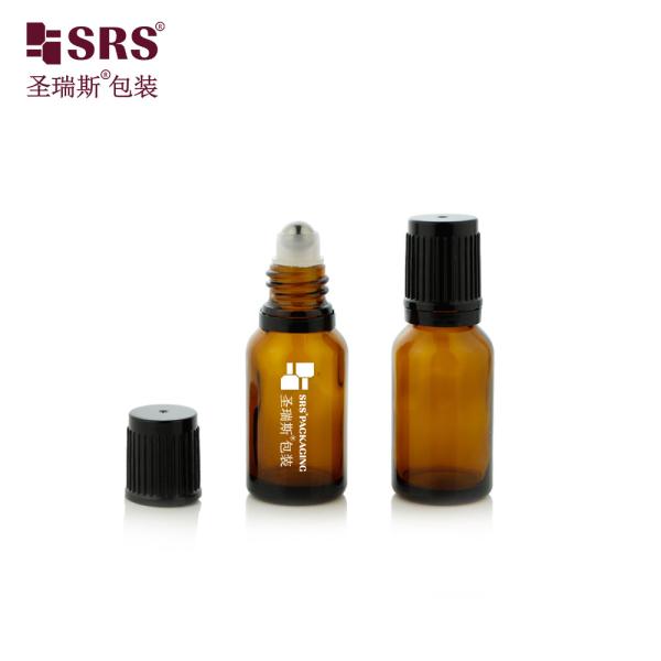 Quality 10ml Mini Empty Round Amber Glass Bottle With Steel Ball Child Proof Cap For for sale