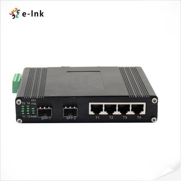Quality Hardened PoE+ Switch 4 PoE Ports 2 Gigabit Fiber Wide Temperature for sale