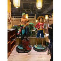 Quality Hand Carved Folk Art Style Custom One Piece Life Size Sculpture of Zoro and for sale