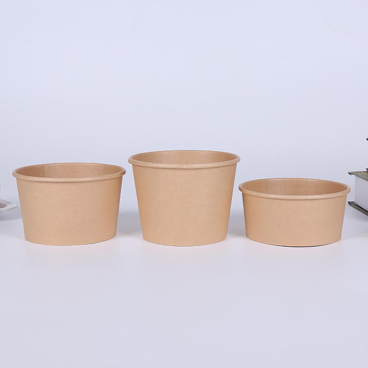Disposable Round Rectangular Kraft Paper Bowl Soup Salad Bowl