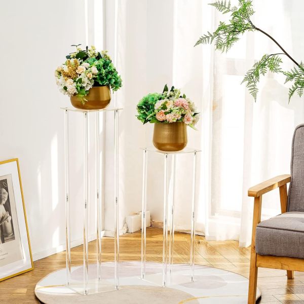 Quality Square Clear Crystal Acrylic Flower Stand Wedding Centerpiece For Table Decor for sale