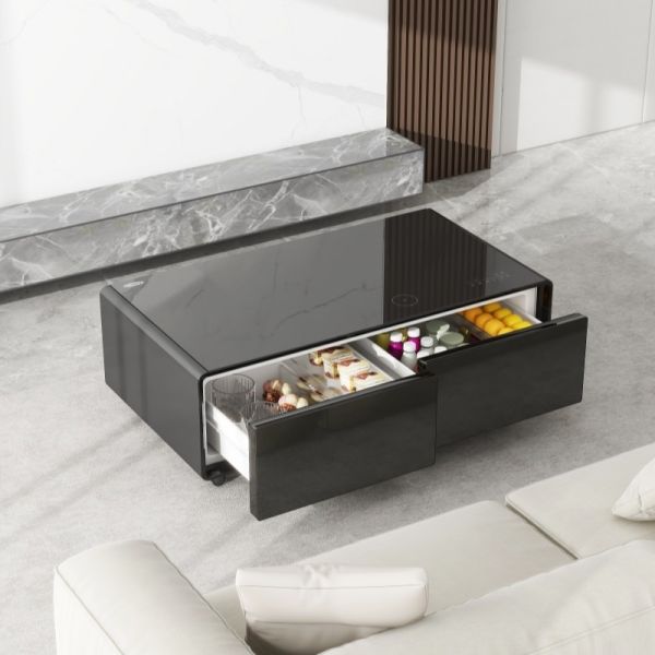 Quality 1295*705*460mm Primst Coffee Table Fridge with Wireless Charging and Refrigerated Drawer for sale