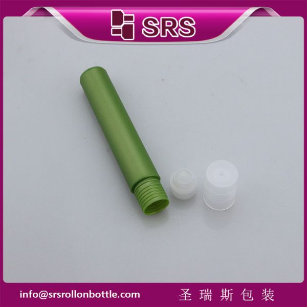Quality green color 15ml plastic roll on bottle for skincare liquid for sale