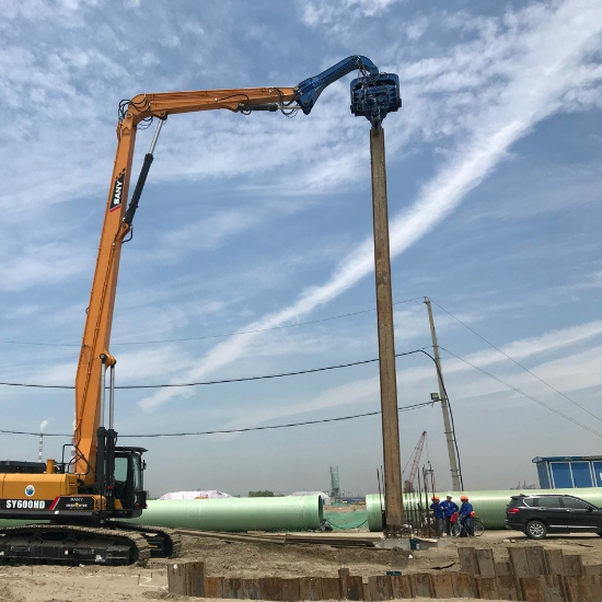Quality 45-60T Hydraulic Pile Driver - 18m Max Pile Length & 485KN High Centrifugal for sale