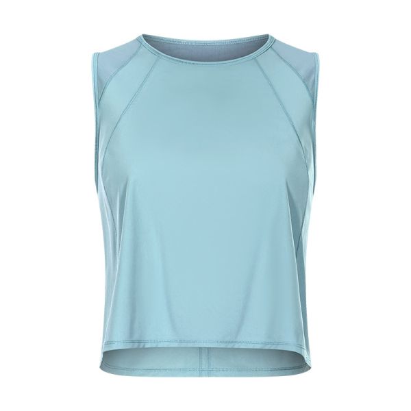 Quality Back Open Mesh Womens Mock Neck Sleeveless Tops Stretchable for sale