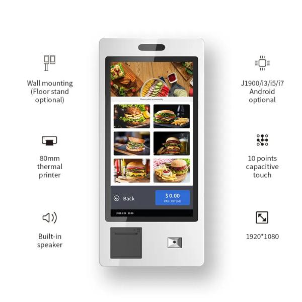 Quality Touch Screen LCD Interactive Kiosk Self Service POS System With QR Scanner for sale