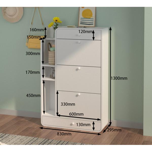 Quality White Wooden Multi-functional Storage Shoe Cabinet for sale
