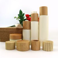Quality Custom Round Cosmetic Bottle Caps Non Spill Cream Bottle Wooden Lid for sale