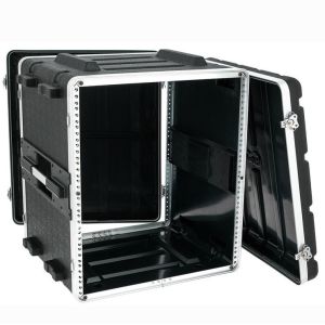 Quality 17" Depth ABS Dj Rolling 12u Rack Case 19" Black 2 Carry Handles for sale