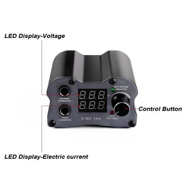Quality Aluminum Digital Tattoo Power Supply P189 Tattoo Pen Battery LED Display Black for sale