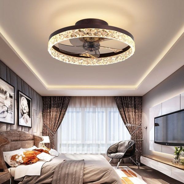 Quality Wholesale factory Hotel Living Room Remote Control Luxury Indoor Modern Ceiling Light Black Gold Round Ring Shape Metal Led Ceiling Fans for sale
